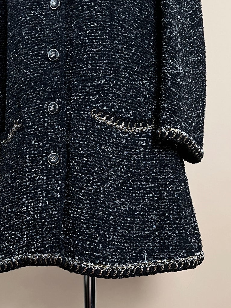 Chanel Metallic Chain Trim Tweed Jacket For Sale at 1stDibs