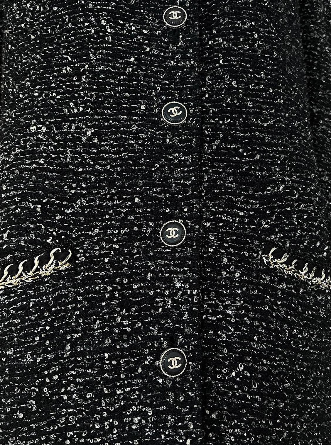 Chanel Metallic Chain Trim Tweed Jacket For Sale at 1stDibs
