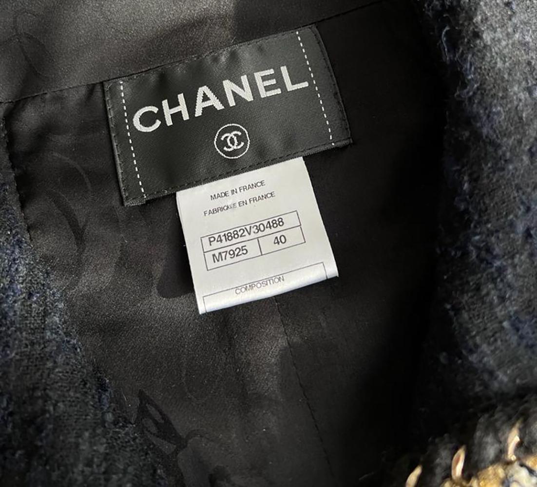 Chanel Metallic Chain Trim Tweed Jacket For Sale at 1stDibs