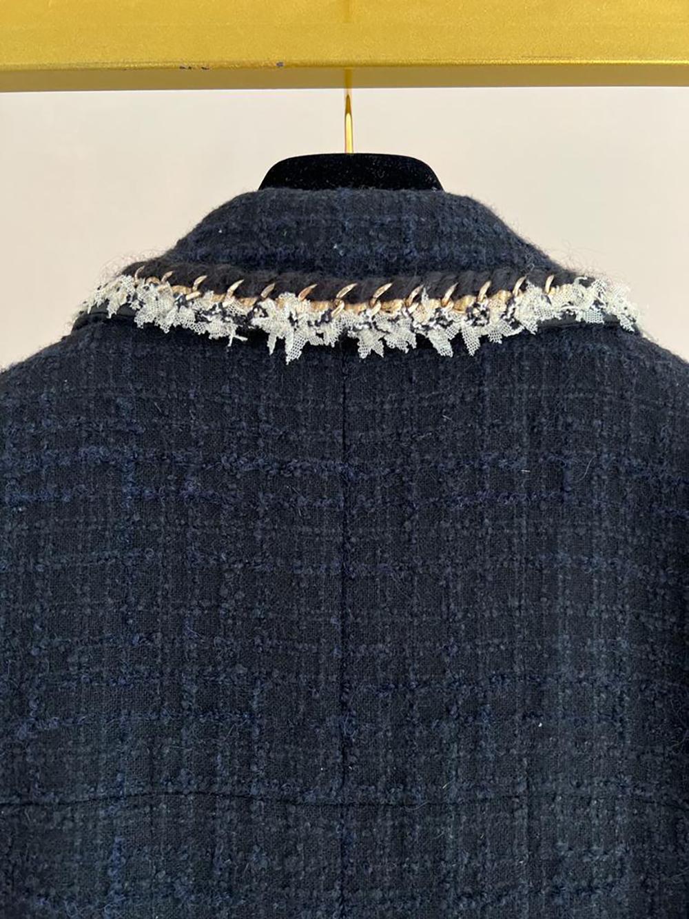 Chanel Metallic Chain Trim Tweed Jacket For Sale at 1stDibs