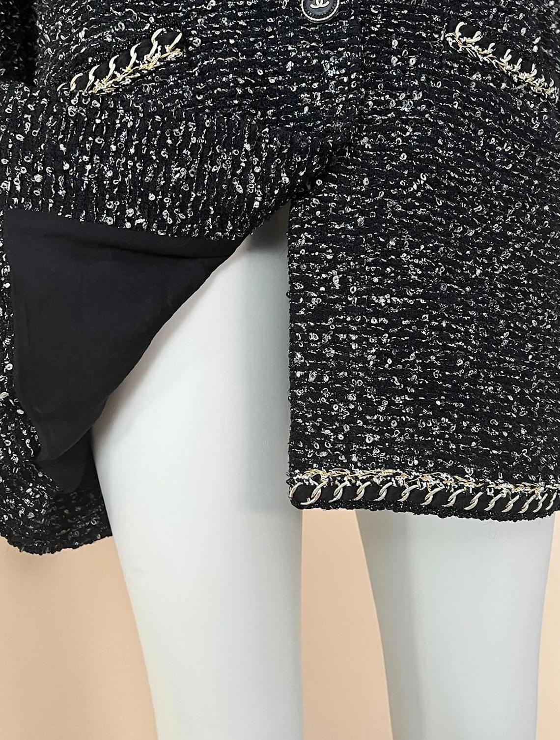 Chanel Metallic Chain Trim Tweed Jacket For Sale at 1stDibs
