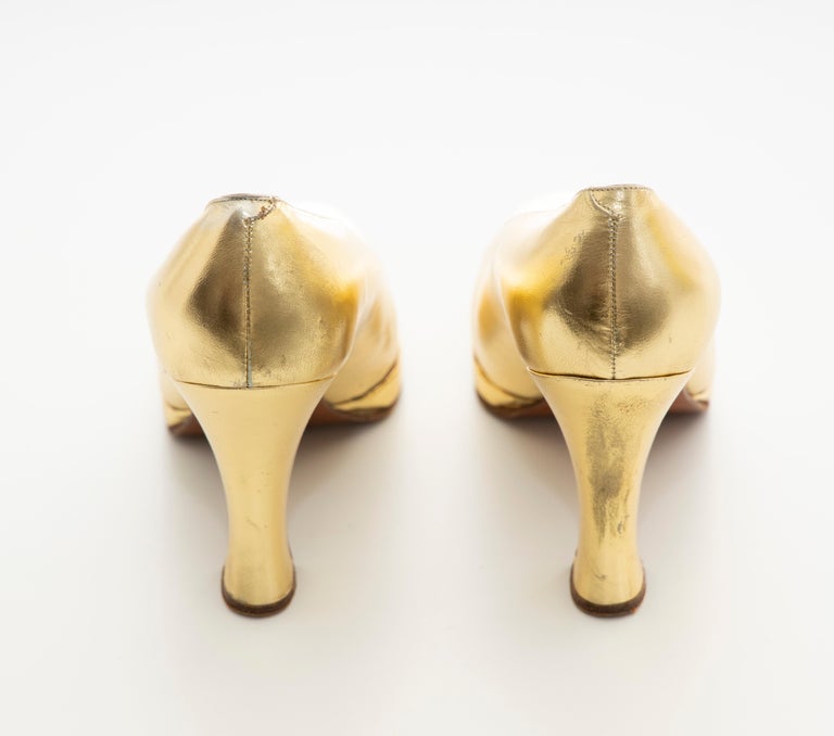 Chanel Metallic Gold Leather Pumps, Fall 1996 For Sale at 1stDibs ...
