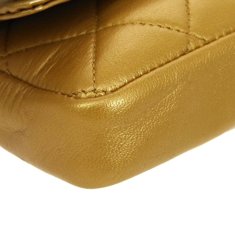 Chanel Metallic Gold Leather Small Mini Micro Top Handle Flap Bag in ...