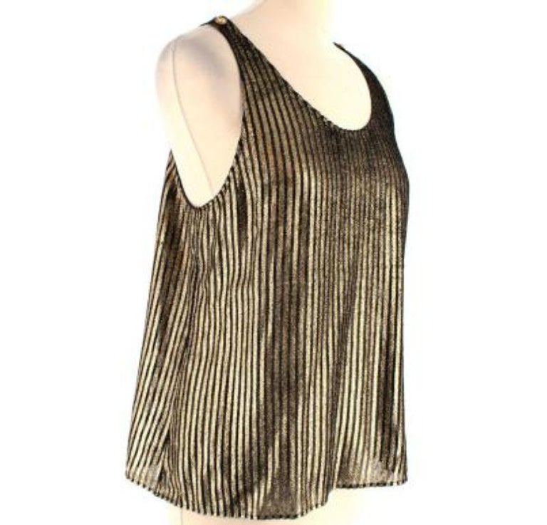 Chanel Metallic Gold Mesh Striped Sleeveless Top For Sale at 1stDibs
