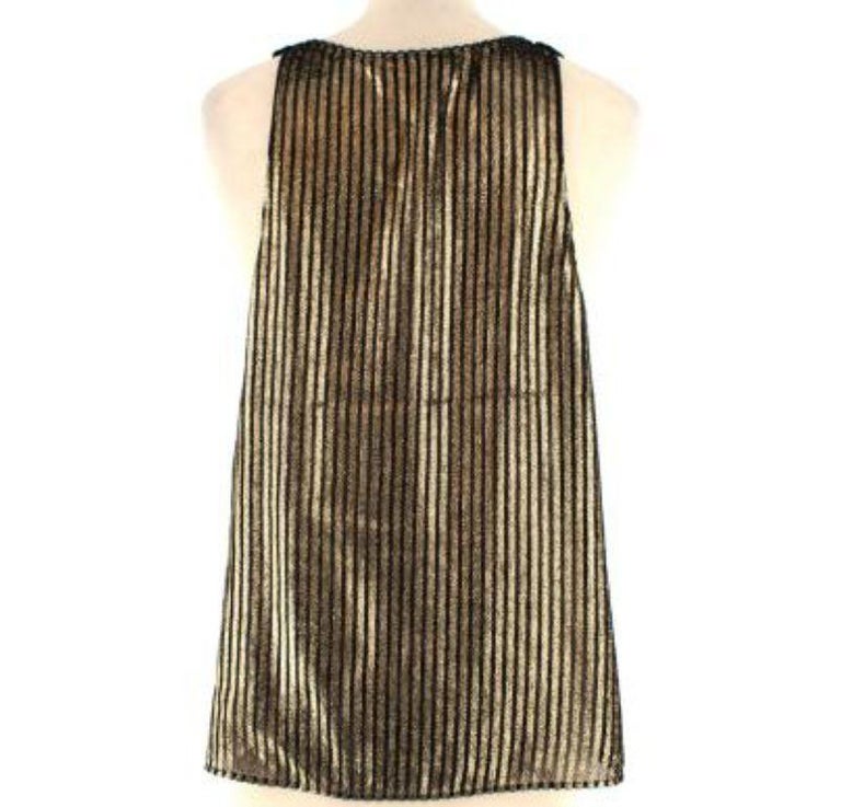 Chanel Metallic Gold Mesh Striped Sleeveless Top For Sale at 1stDibs