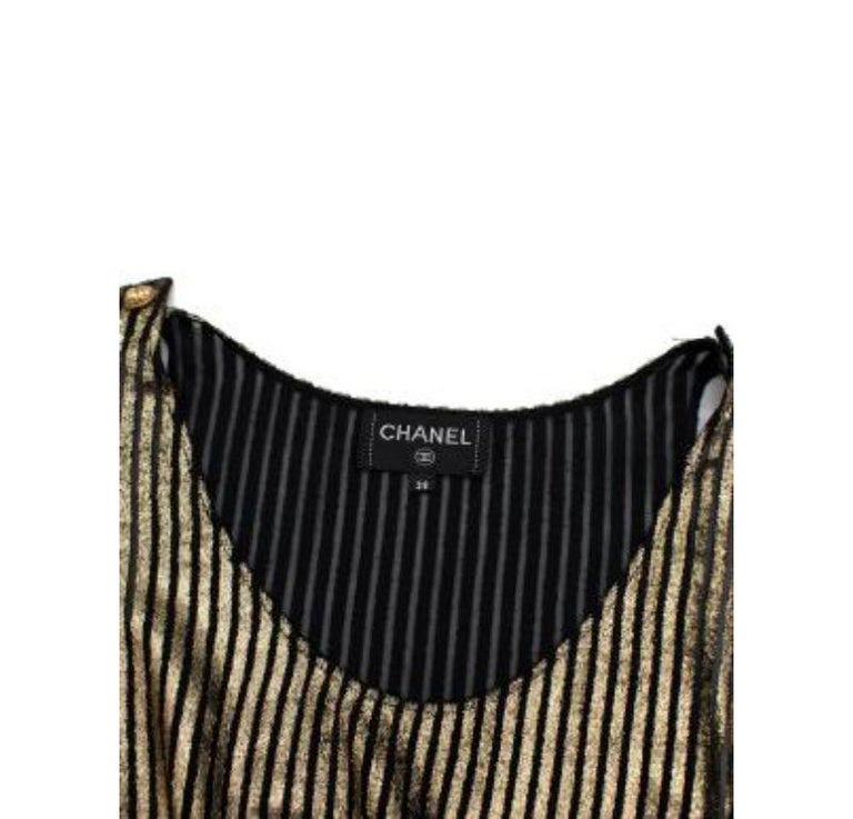Chanel Metallic Gold Mesh Striped Sleeveless Top For Sale at 1stDibs