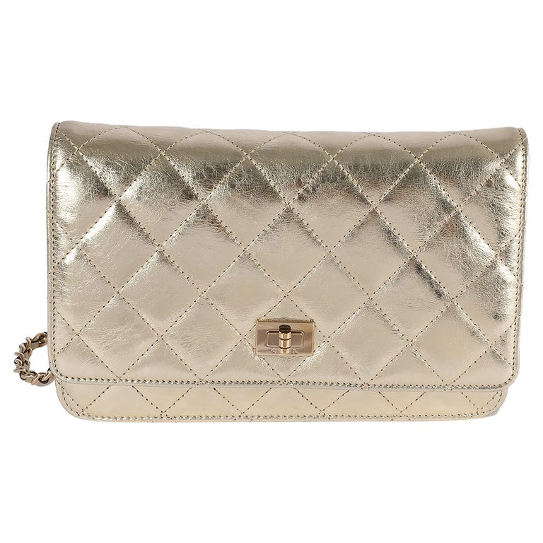 Chanel Metallic Gold Quilted Calfskin Reissue Wallet On Chain For Sale ...