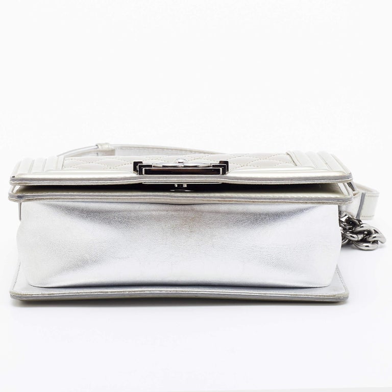 Chanel Metallic Patent Leather Small Boy Bag For Sale at 1stDibs
