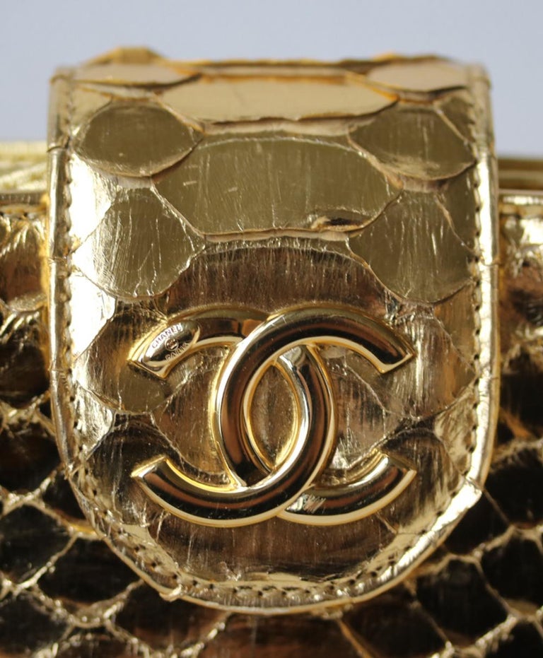 Chanel Metallic Python Clutch at 1stDibs