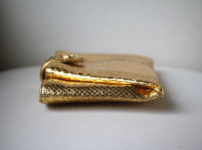 Chanel Metallic Python Clutch at 1stDibs
