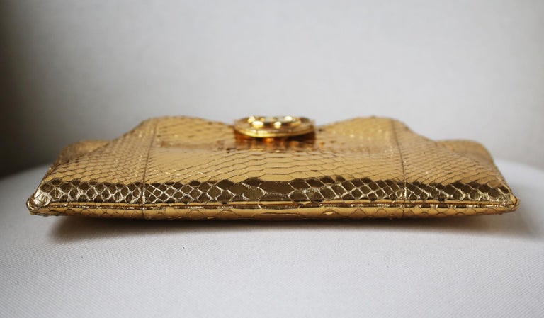 Chanel Metallic Python Clutch at 1stDibs
