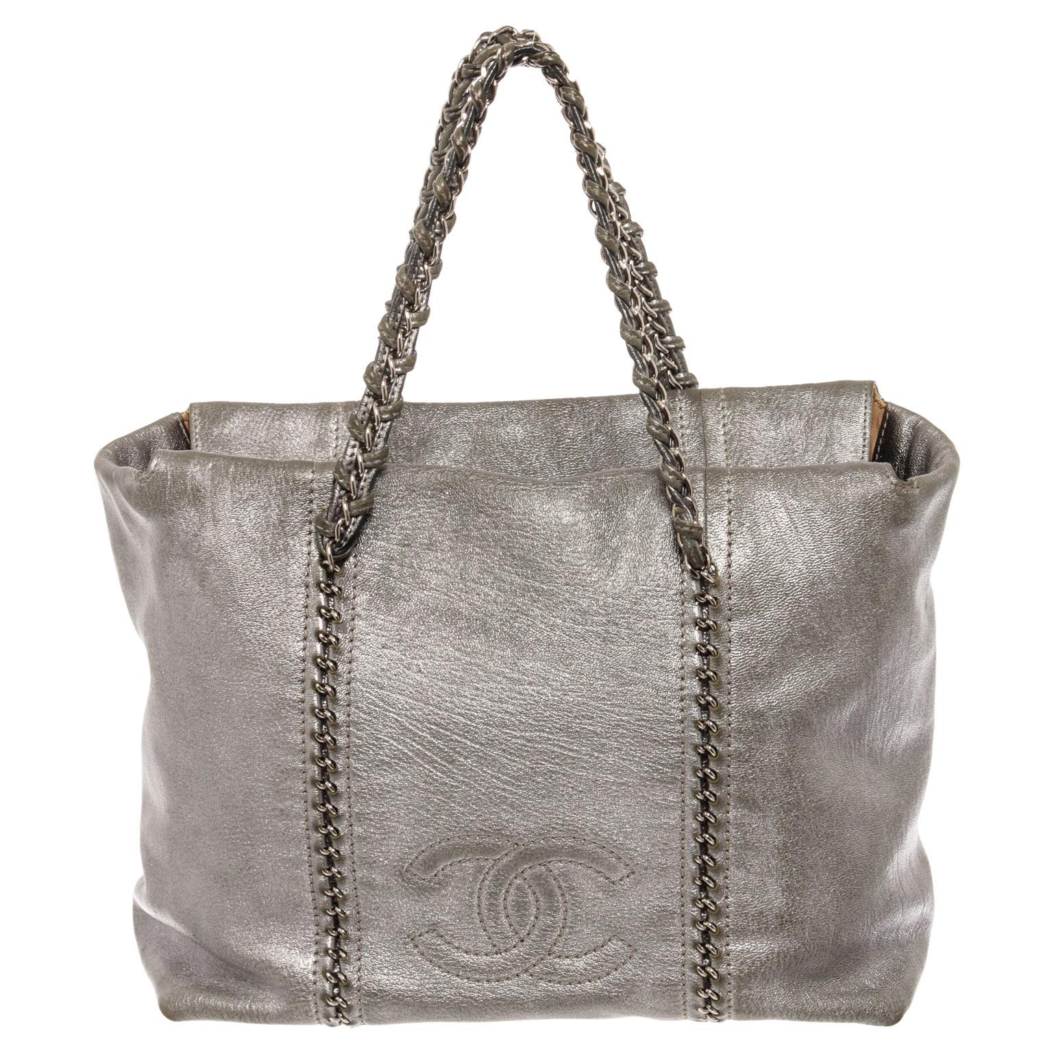 Sergio Rossi Silver Leather handbag For Sale at 1stDibs | silver ...