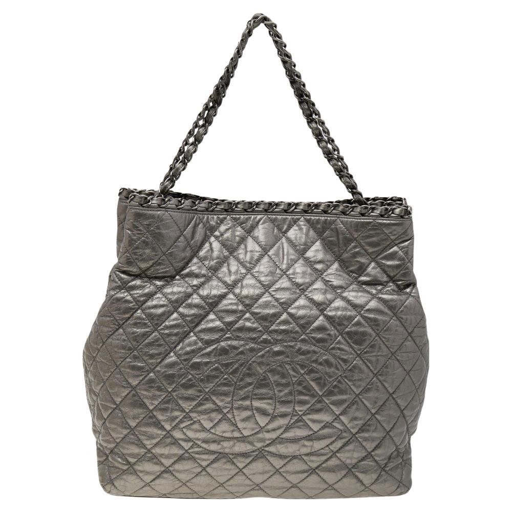 Sergio Rossi Silver Leather handbag For Sale at 1stDibs | silver ...