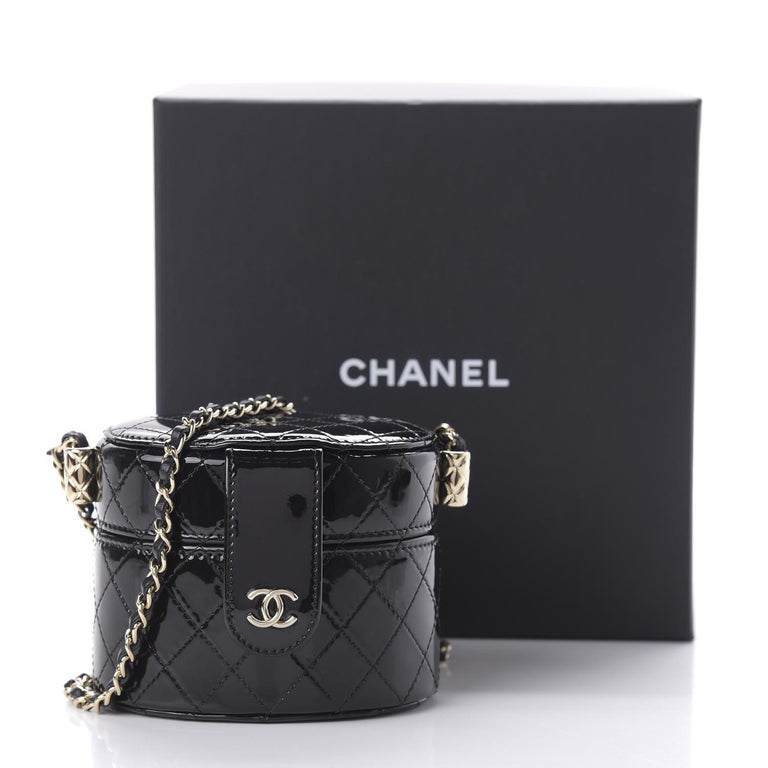 Chanel Micro Mini Black Quilted Patent Leather Jewellery Box Crossbody ...