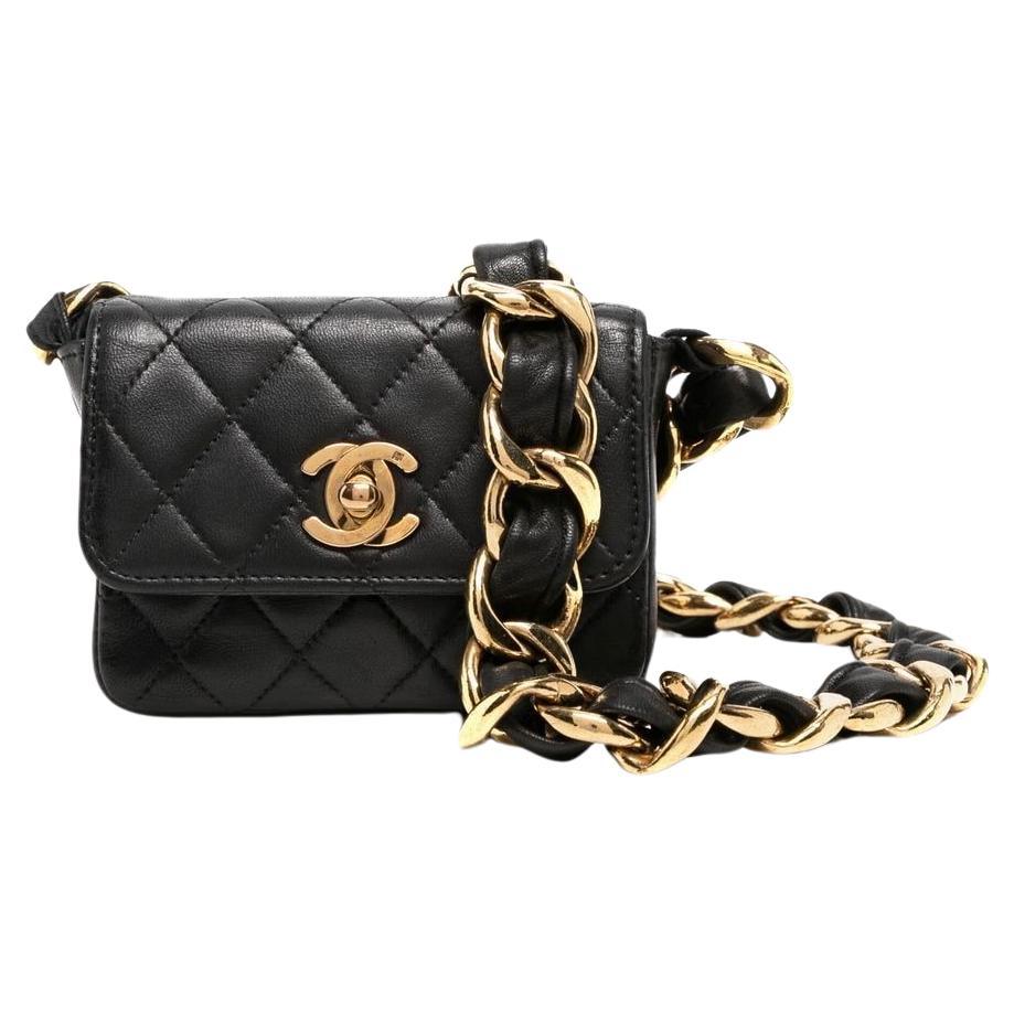Chanel Micro Mini Black Runway CC Thick Chain Classic Flap Crossbody ...