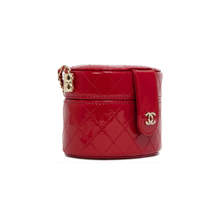 Chanel Micro Mini Red Quilted Patent Leather Jewelry Box Crossbody Bag ...