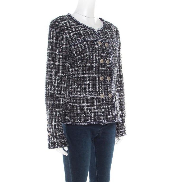 Chanel Midnight Blue Tweed Double Breasted Jacket M at 1stDibs | whose ...