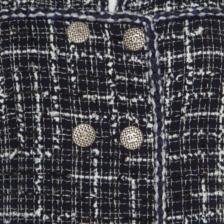 Chanel Midnight Blue Tweed Double Breasted Jacket M at 1stDibs | whose ...
