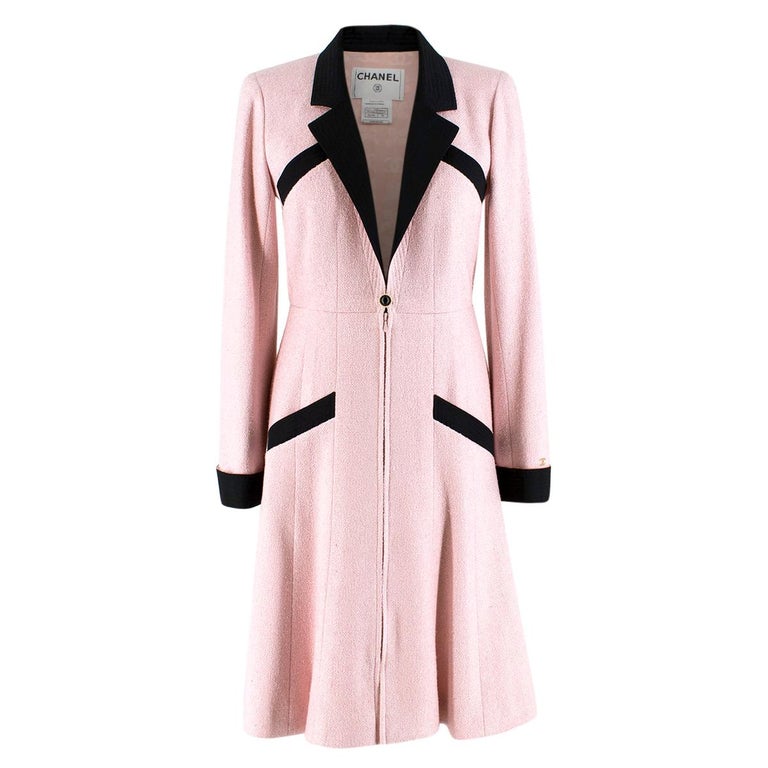 Chanel Milkshake Pink Silk Tweed Coat FR 36 at 1stDibs