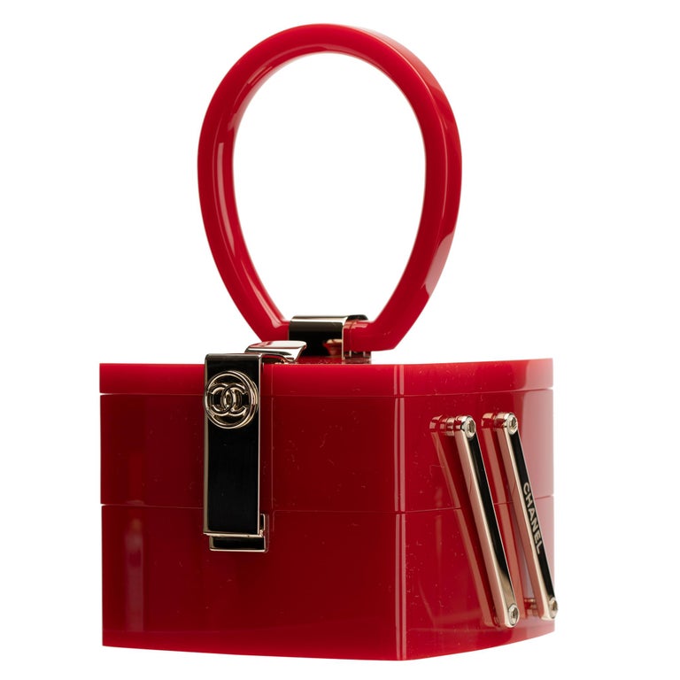 Chanel Minaudière Limited Edition Red Lucite Vanity Case With Mirror ...