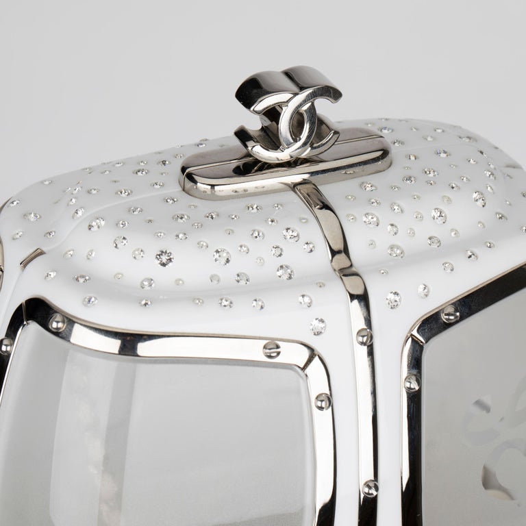 Chanel Minaudière White Snow Gondola Silver-Tone Hardware at 1stDibs