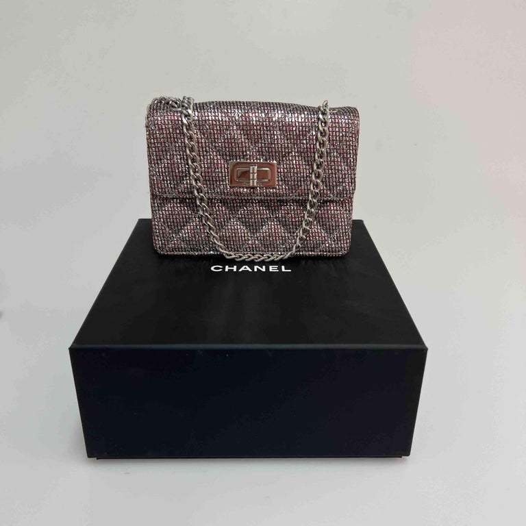 CHANEL Mini 255 Bag in Pink and Silver Rhinestones For Sale at 1stDibs