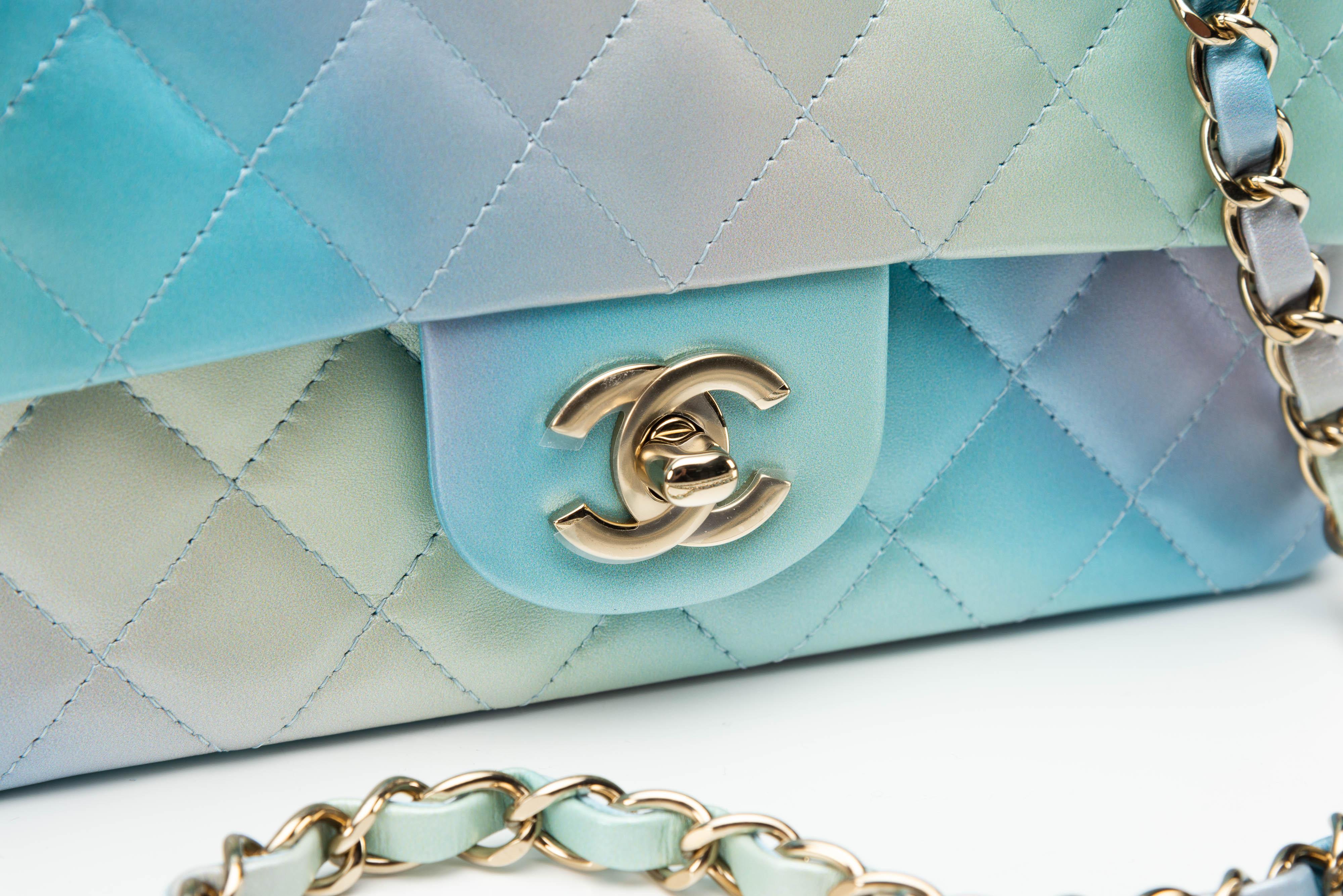 Chanel Mini Rectangular NEW Rare Perlmut Blue Shades For Sale at 1stDibs