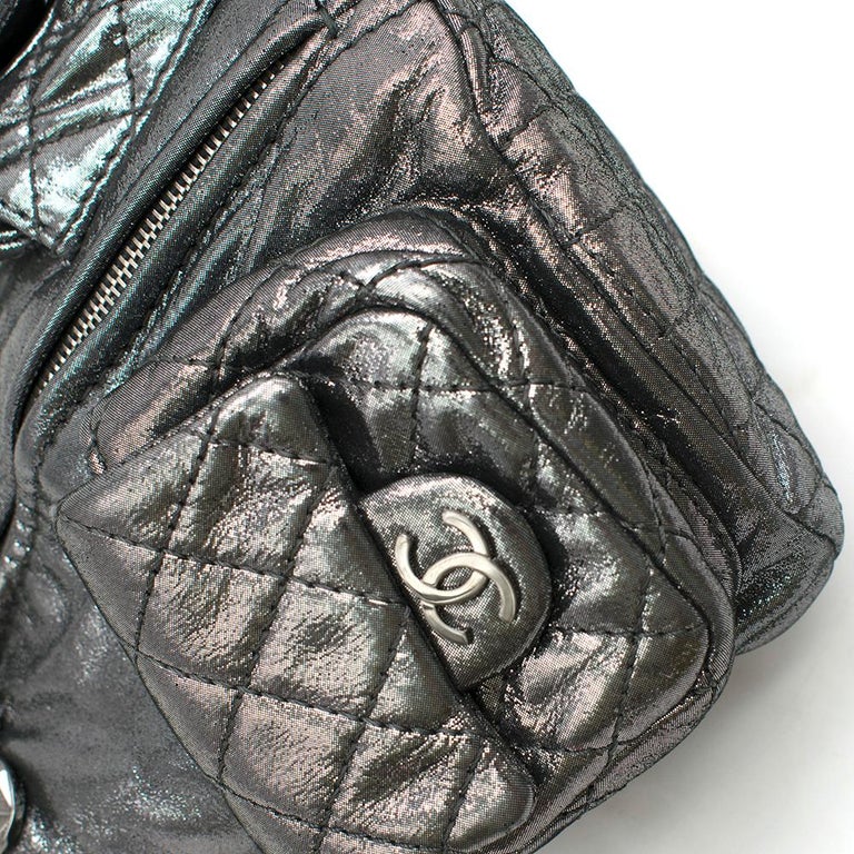 Chanel Mini Silver Split-Zip Backpack For Sale at 1stDibs