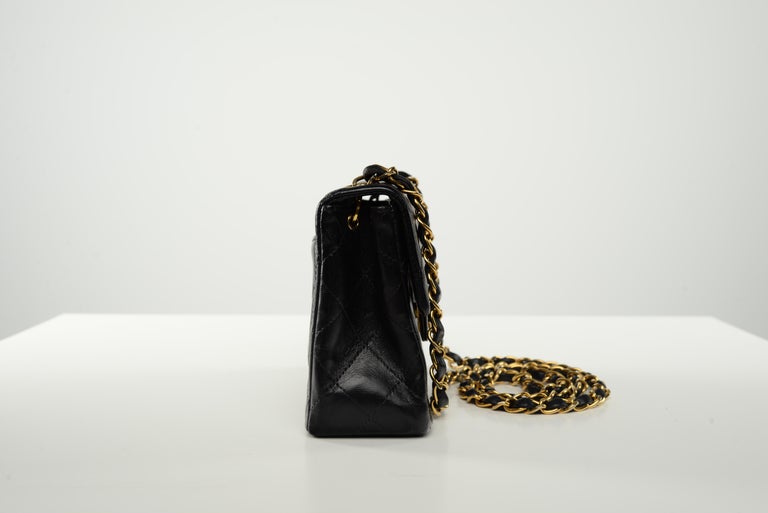 Chanel Mini Square 7 Black Lambskin Vintage at 1stDibs