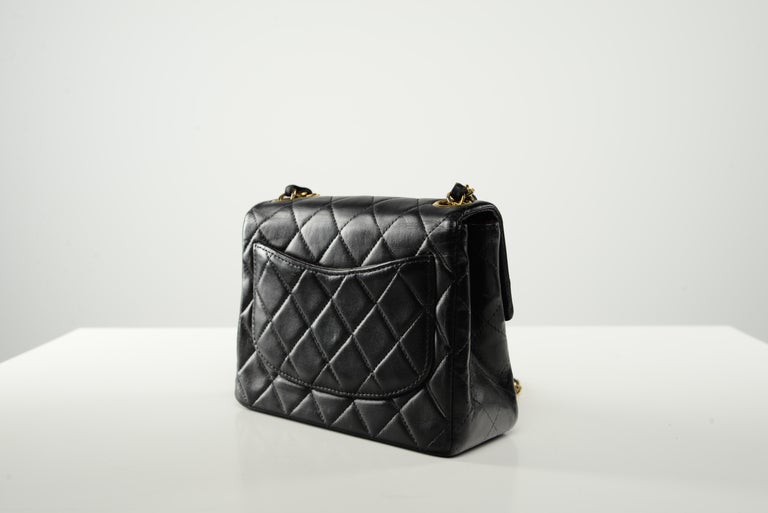 Chanel Mini Square 7 Black Lambskin Vintage at 1stDibs