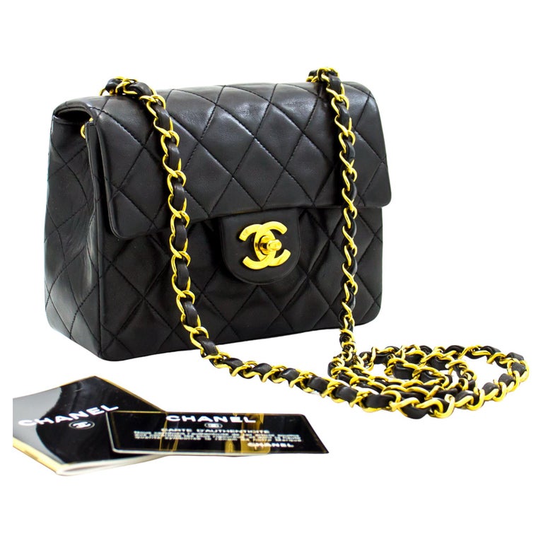 CHANEL Mini Square Small Chain Shoulder Bag Black Flap Quilted For Sale ...