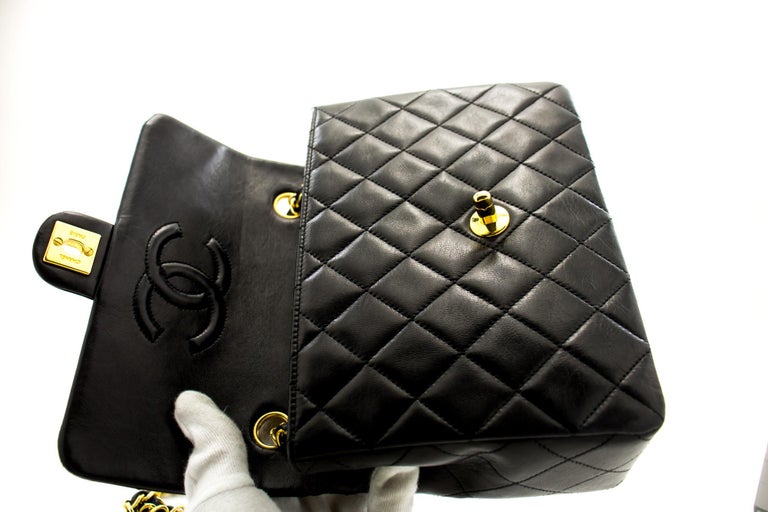 CHANEL Mini Square Small Chain Shoulder Crossbody Bag Black Quilt For ...
