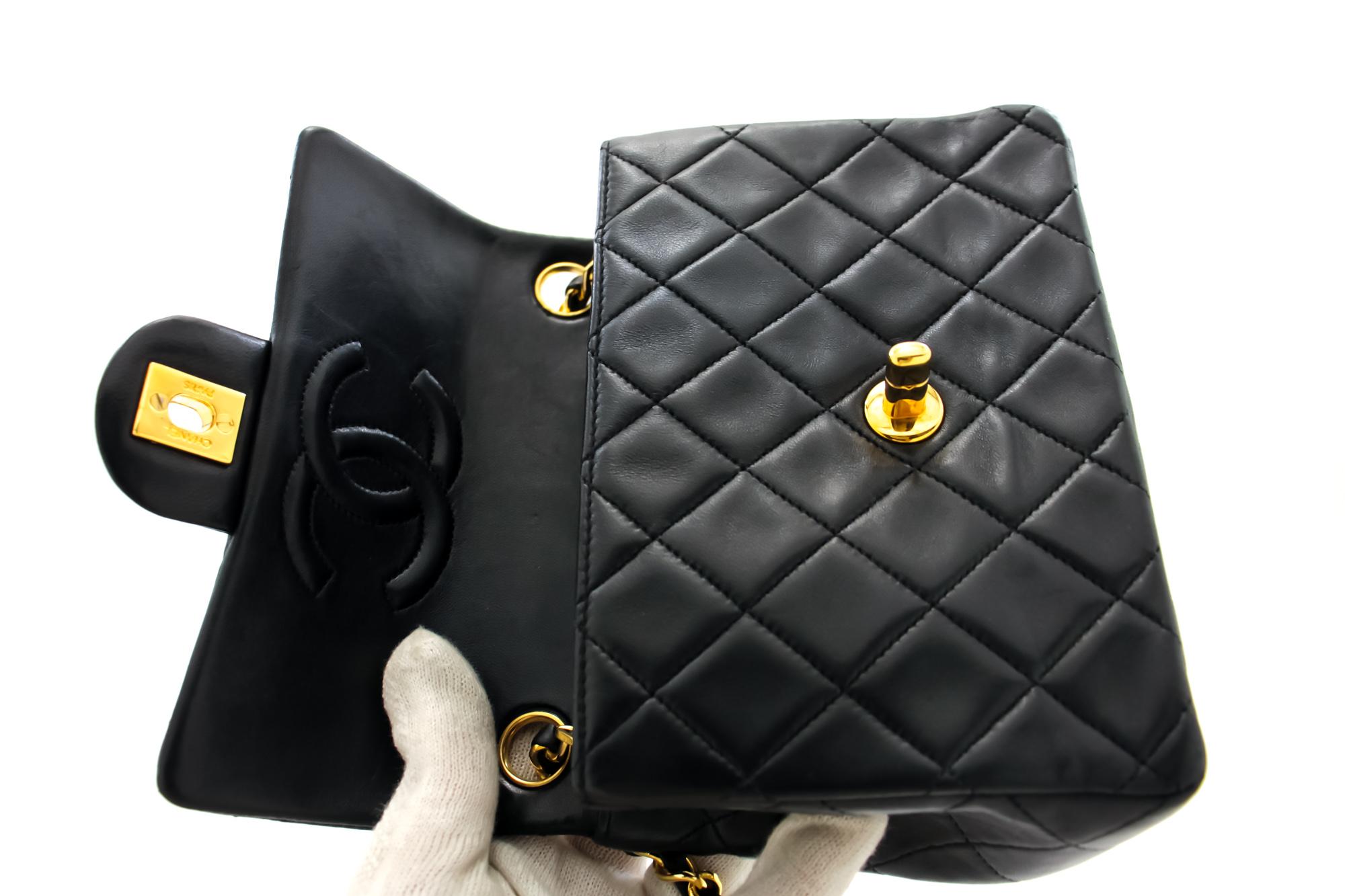 CHANEL Mini Square Small Chain Shoulder Crossbody Bag Black Quilt For ...