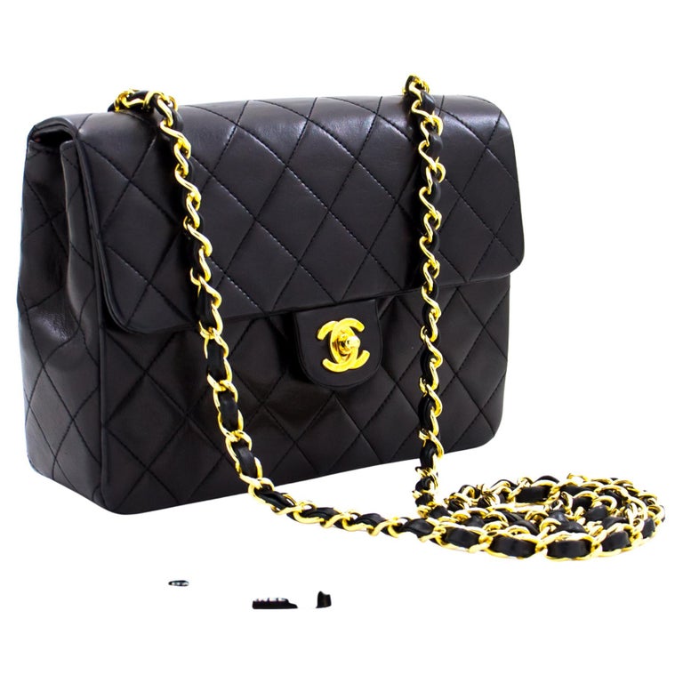 CHANEL Mini Square Small Chain Shoulder Crossbody Bag Black Quilt For ...