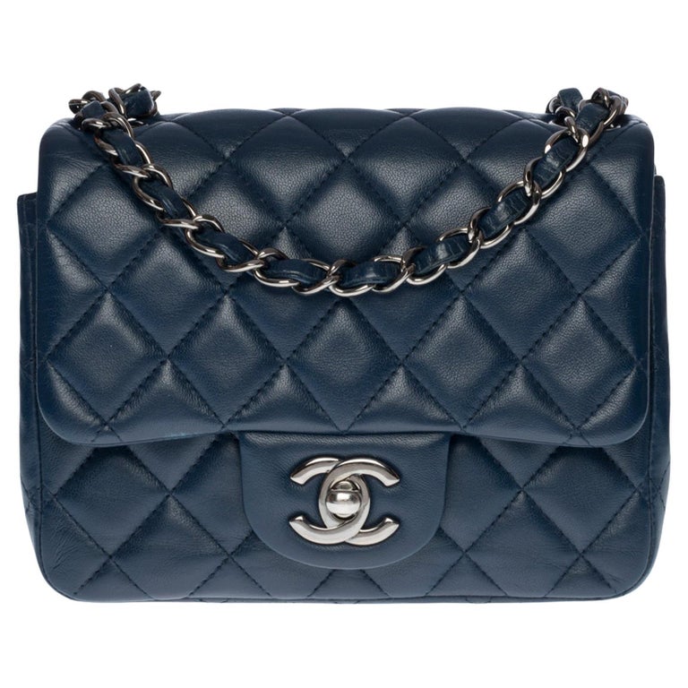 Chanel Mini Timeless Shoulder Flap bag in Dark Blue quilted leather ...