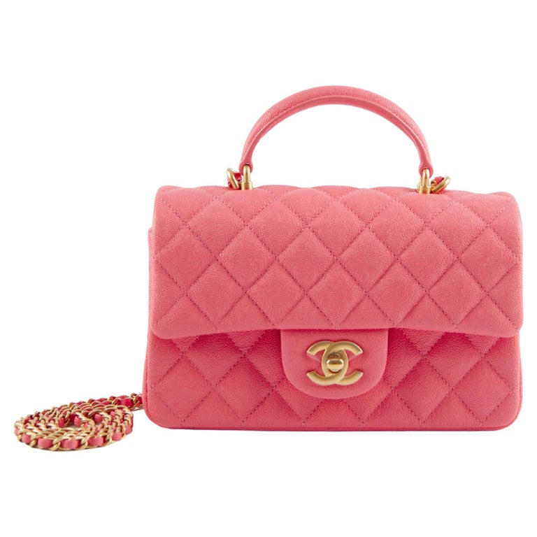 CHANEL MINI TOP HANDLE BAG PINK Caviar Leather with Gold-Tone Hardware ...