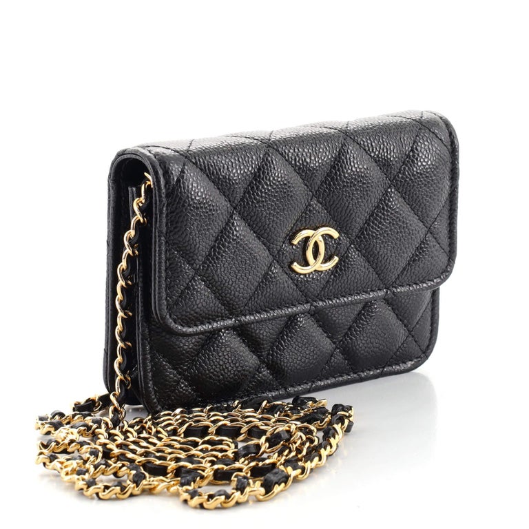 Chanel Miss Coco Strap Flap Clutch with Chain Quilted Caviar Mini at ...