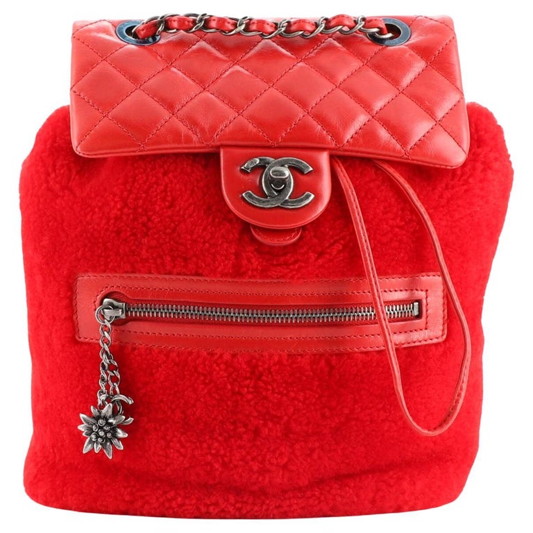 Chanel Mountain Backpack Shearling with Quilted Calfskin Small at 1stDibs