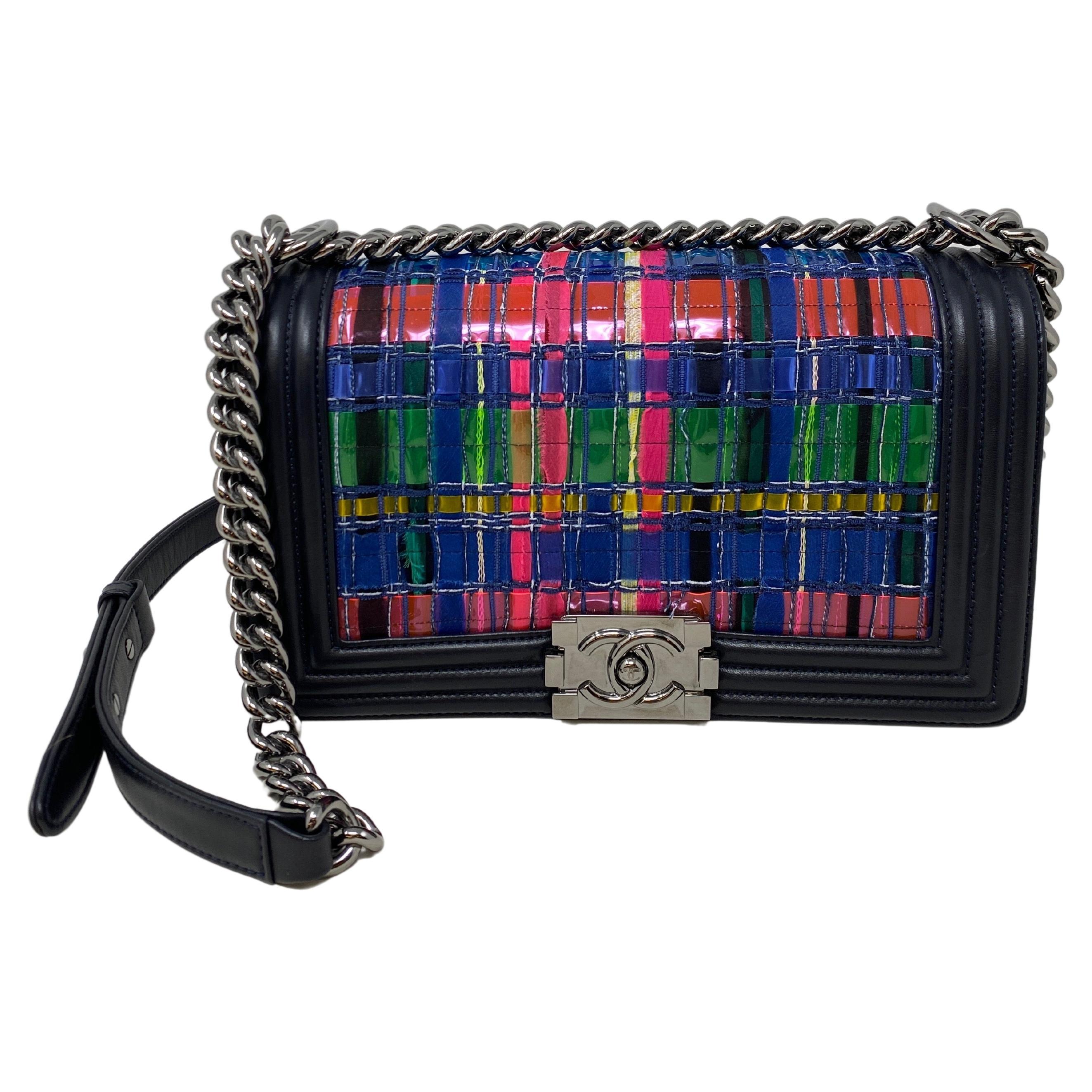 Chanel Black Leather and Multi-Color Medium Tile Brasserie Mosaic Boy ...
