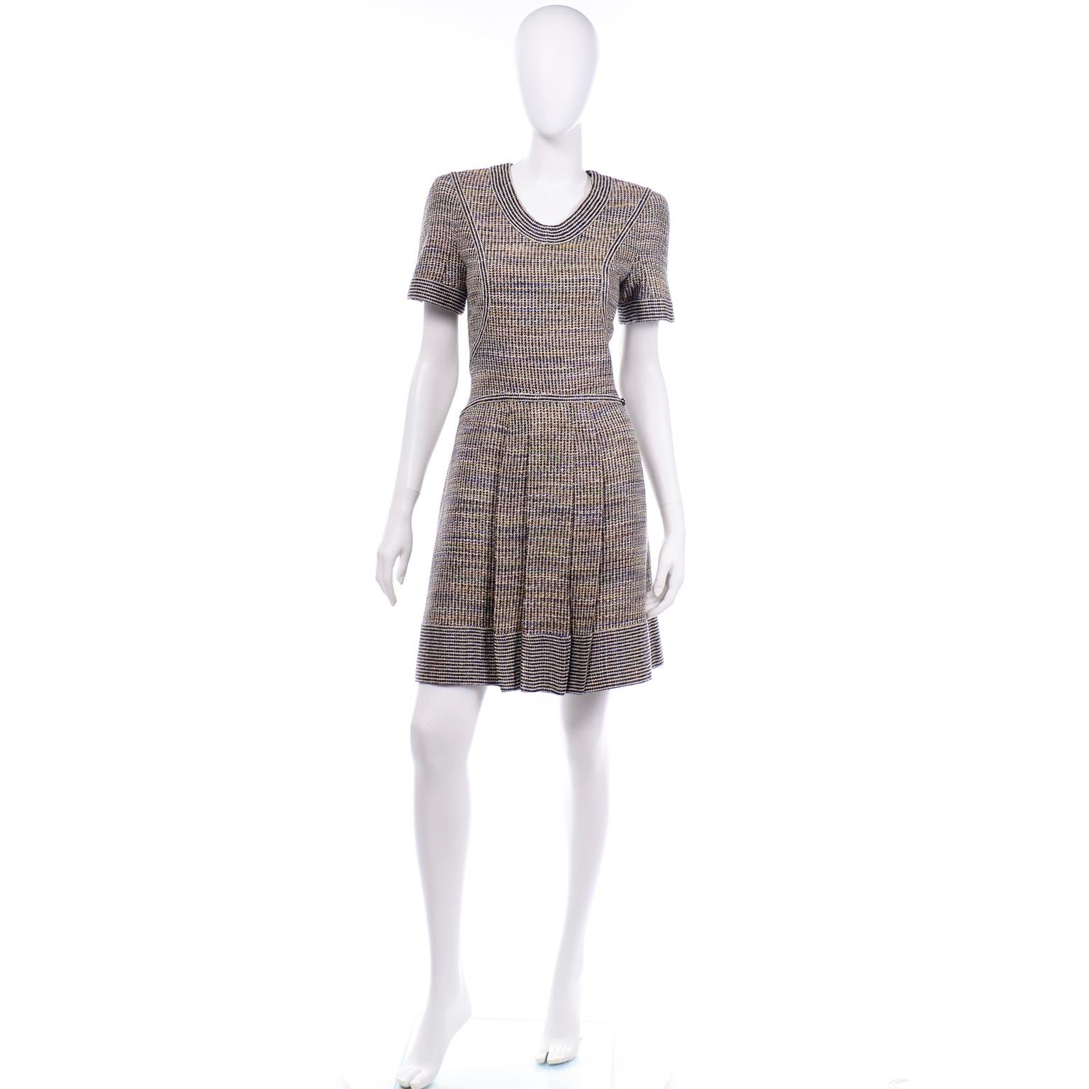 Chanel Multi-Colored Tweed Short Sleeve Dress Spring Summer 2015 For ...