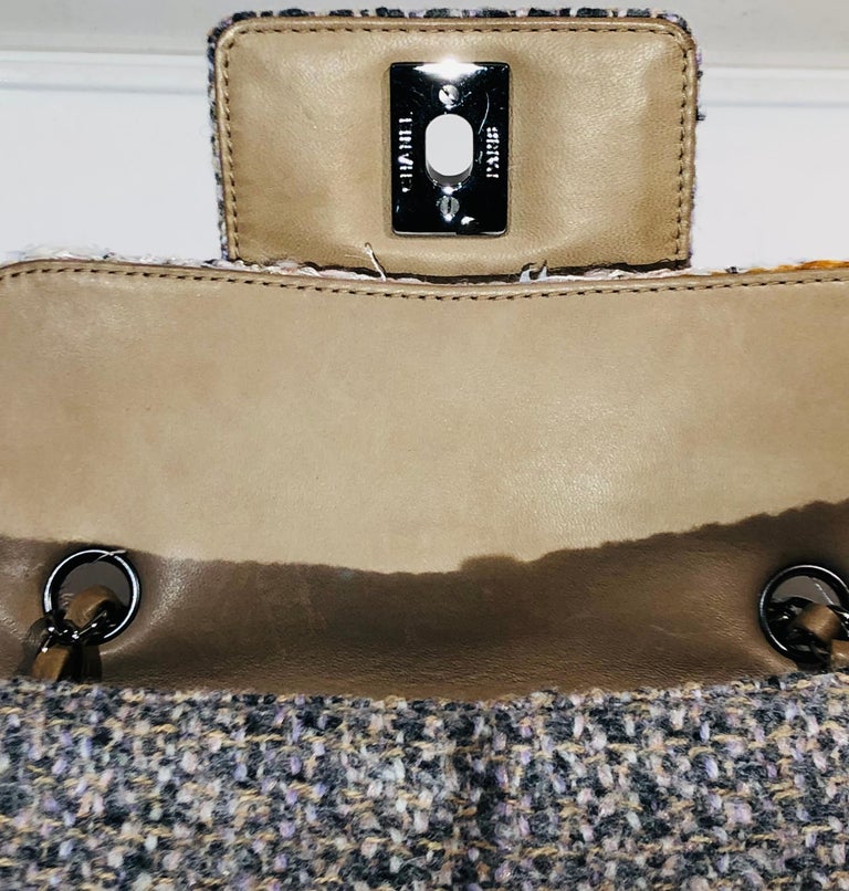 Chanel Multi-Coloured Tweed “CC” Silver Hardware Interlocking Flap Handbag For Sale at 1stDibs