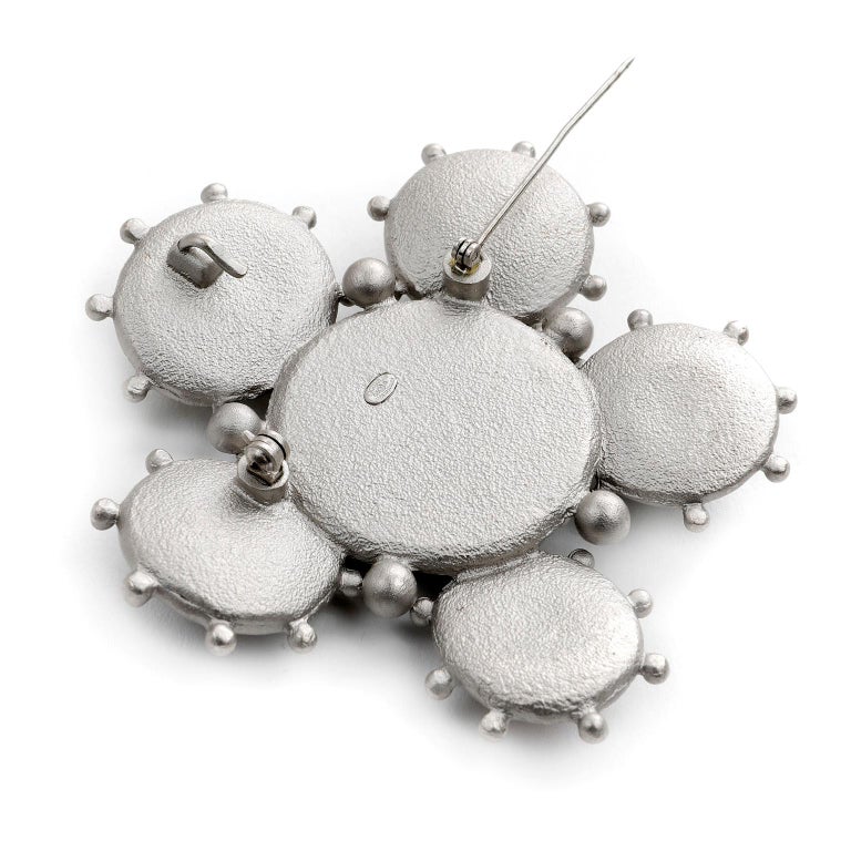 Chanel Multi Stone and Tweed Pin For Sale at 1stDibs