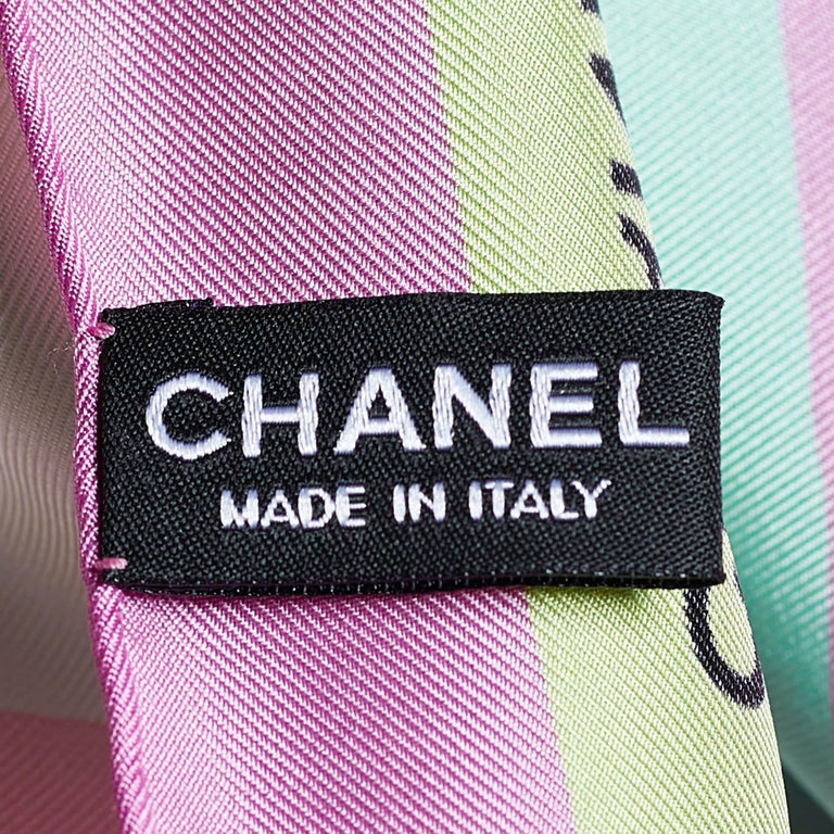 Chanel Multicolor Bags Print Silk Scarf For Sale at 1stDibs
