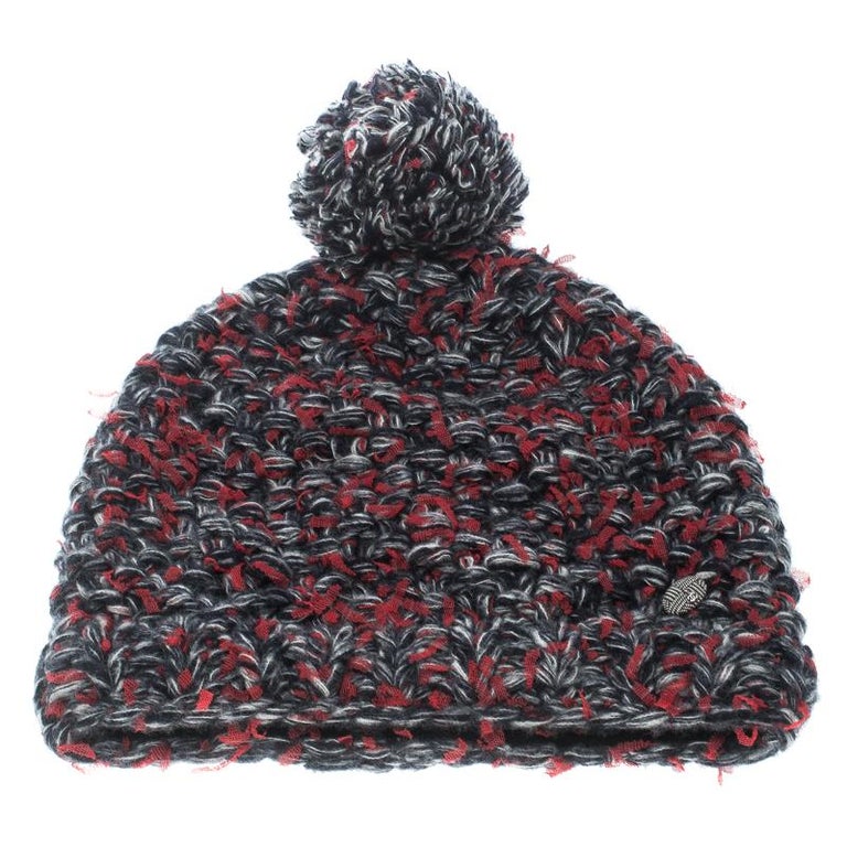 Chanel Multicolor Cashmere and Wool Chunky Knit Pom Pom Beanie at ...