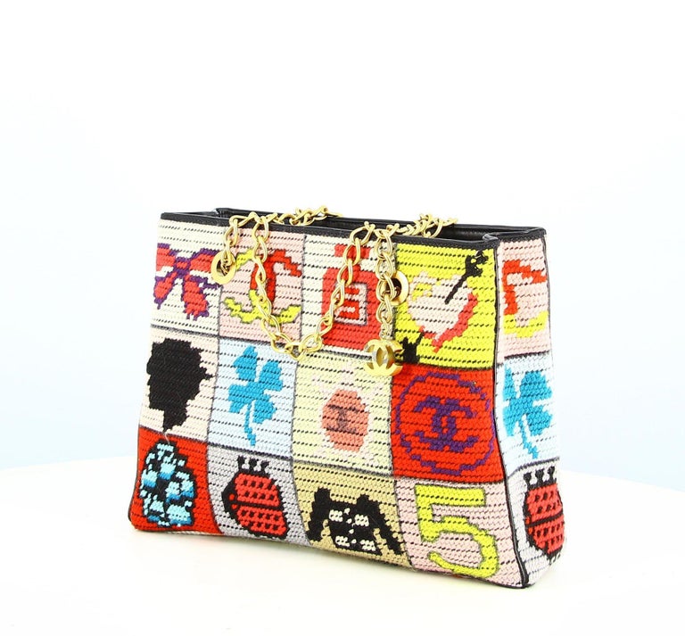 Chanel Multicolor Fabric Handbag at 1stDibs