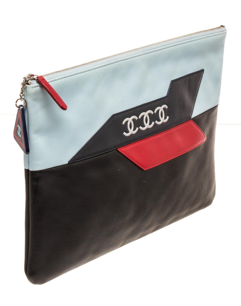 Chanel Multicolor Lambskin Leather Airplane Clutch For Sale at 1stDibs