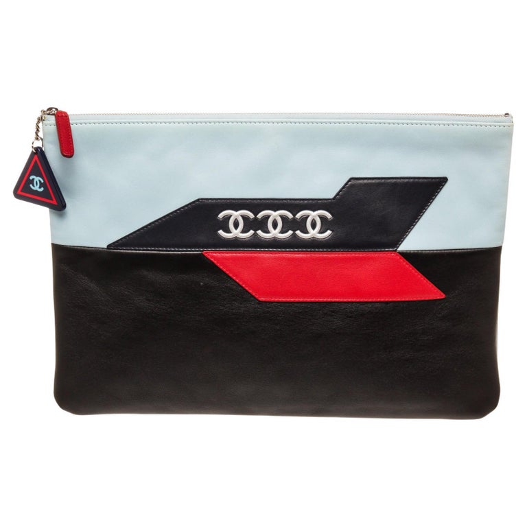 Chanel Multicolor Lambskin Leather Airplane Clutch For Sale at 1stDibs