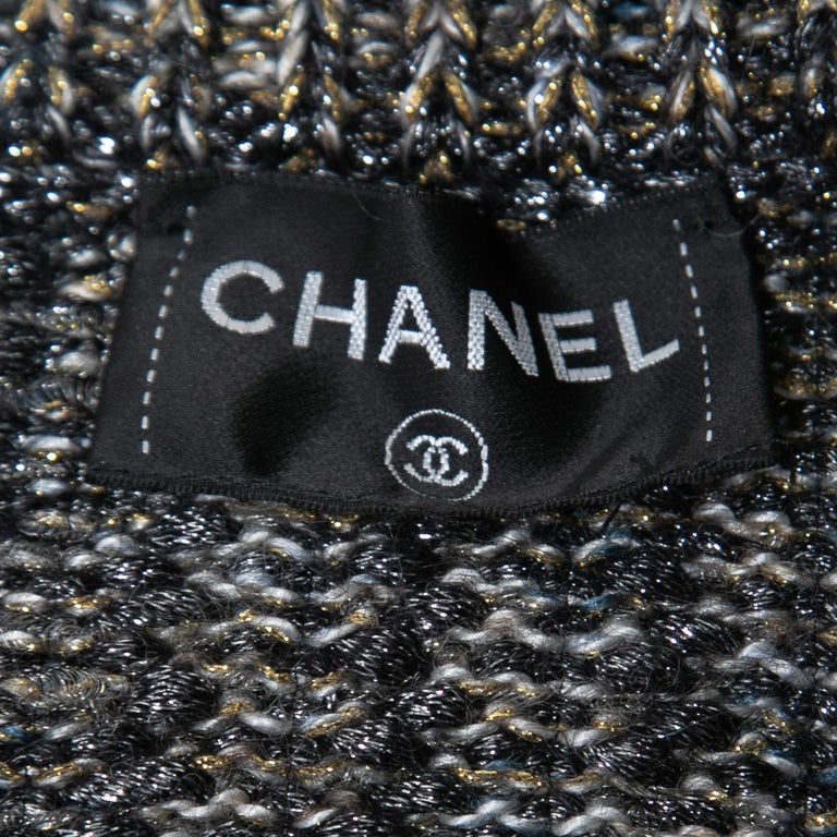 Chanel Multicolor Metallic Knit Poncho M For Sale at 1stDibs