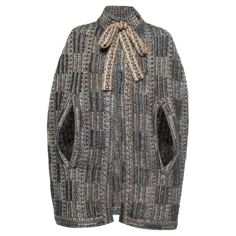 Chanel Multicolor Metallic Knit Poncho M For Sale at 1stDibs