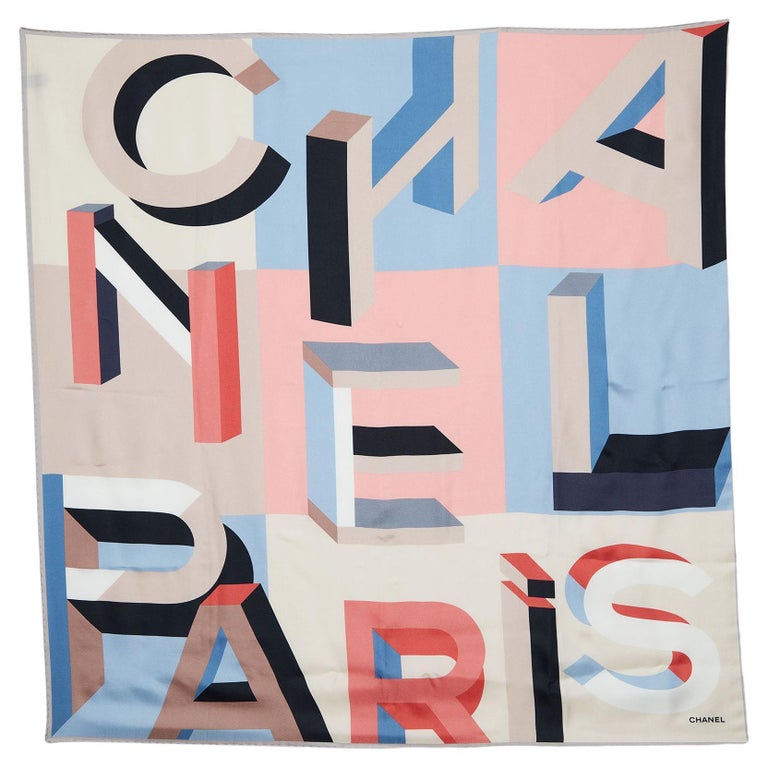 Chanel Multicolor Printed Silk Square Scarf at 1stDibs